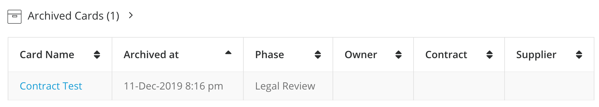 Archiving a Workflow Card